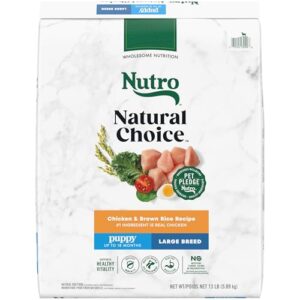 nutro core dry dog natural choice chicken & brown rice recipe, dry dog food for large breed puppies, 13 lb. bag