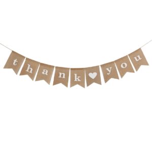 burlap thank you banner for wedding birthday bridal shower baby shower decorations rustic thanksgiving sign