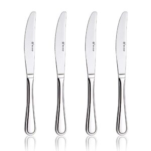 hissf dinner knife 4 pieces stainless steel butter knife set, silver