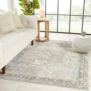 jaipur living vibe thayer 7'10"x10' area rug, updated traditional green for indoor spaces