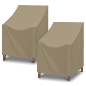 sunpatio outdoor dining chair covers waterproof, heavy duty patio chair covers for outdoor furniture, fade resistant lawn furniture covers, all weather protection, 2pack - 27" w x 29" d x 35" h, taupe