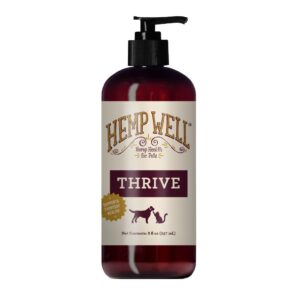 hemp well thrive pet oil for cats and dogs, everyday supplement for overall health, hip, joint, and heart health, organically sourced - 8 ounce