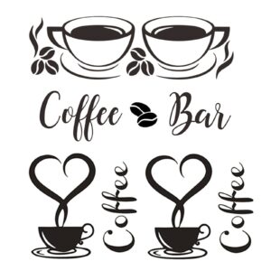 3 pcs coffee wall decor sticker coffee signs for coffee bar kitchen wall stickers,removable diy vinyl mug decal wallpaper for coffee bar restaurant kitchen home office shop hotel wall decoration