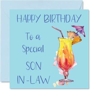 stuff4 - happy birthday son-in-law letter print card, 145mm x 145mm, blank inside, forest stewardship council certified, made in uk