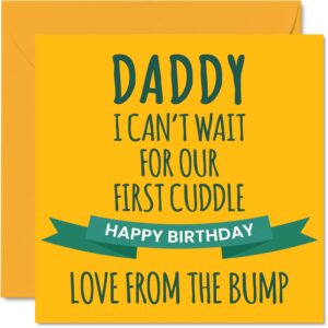 stuff4 fun birthday card for dad - first cuddle - happy birthday cards for dad from bump, cute father birthday gifts, 5.7 x 5.7 inch special greeting cards gift for daddy papa