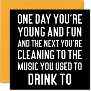 funny birthday cards for women men - music you used to drink to - rude birthday cards for him her mom dad papa pops brother sister friend coworker, 5.7 x 5.7 inch joke humor bday greeting cards