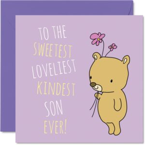 heartfelt birthday cards for son - sweetest loveliest kindest son ever - happy birthday card from dad, mum, father, mother child birthday gifts, 5.7 x 5.7 inch greeting cards to son