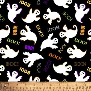 david textiles halloween ghosts boo! cotton fabric by the yard, black (dx-0738-1c-1)