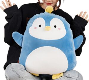 cosgoo 17.7 inch soft blue penguin plush hugging pillow cute penguin stuffed animal plushies penguin doll toy kids stuffed animals penguin plush toys for birthday, valentine, christmas or daily