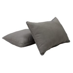 factory direct partners fdp presidio pillows 16" x 24" solid lumbar pillow set with piping; indoor/outdoor furniture; uv, fade, weather-resistant olefin fabric (2-pack) - gray, 13813-gy