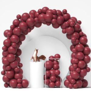 janinus burgundy balloon garland arch kit maroon balloons 12 in 5 in 80pcs wine red balloons matte balloons for graduation wedding bridal shower birthday party anniversary & women party decoration