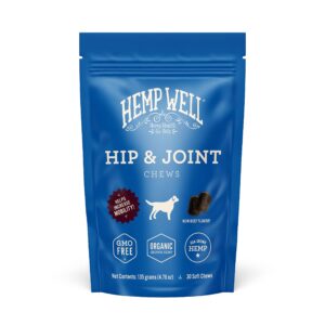 hemp well hip and joint soft chews – best joint supplement for dogs, organically sourced with hemp, glucosamine, chondroitin and breed dogs, 30 count