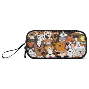 alaza cute doodle dog print animal pencil case large capacity,pencil pouch office college school large storage pen bag 3 compartment pencil cases for adults school teen girl boy school students