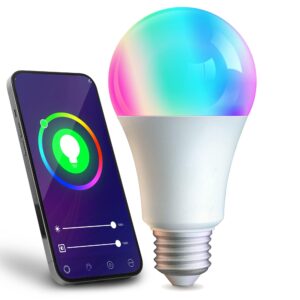 e26 warm rgbw color changing rgb led 10w 850lm with 16 color changing modesbulb, dimmabled nursery night light with app for kids and adult, 5700k temperature night lamp for bedroom and home party 1pcs