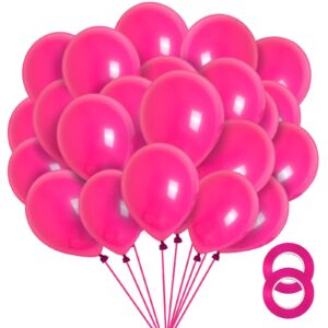 fotiomrg hot pink balloons 12 inch, 100 pack hot pink latex balloons helium quality for valentines birthday wedding bridal shower baby shower party decorations (with pink ribbon)