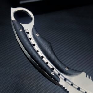 HUAAO Karambit Knife With Leather Sheath Fixed Blade Talon Curved Tiger Claw (leather sheath)