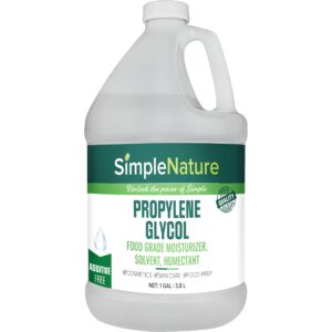 simplenature food grade propylene glycol - 99.9% purity - 1 gallon - ecofriendly, non-gmo moisturizer, solvent, emulsifier, humectant - soaps, lotions, antifreeze, fog machines