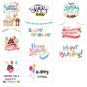 100 pack happy birthday cards - bulk set includes 10 unique designs, 4 x 6 inches for kids & adul