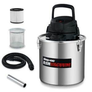 shop-vac 4 gallon 2.0 peak hp ash vacuum, 7.0 amps ash vac cleaner with hepa filter, hose and accessories for fireplaces, wood stoves, pellet stoves and bbq grills. 4040988