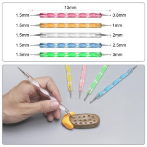 14 Polymer Clay Tools Acrylic Roller Clay Rolling Pin with Thickness Rings Tissue Blade Sculpting Earring Making Kit Supplies Slicer Knife Dotting Tool Jewelry Accessories Mini Cutters Press