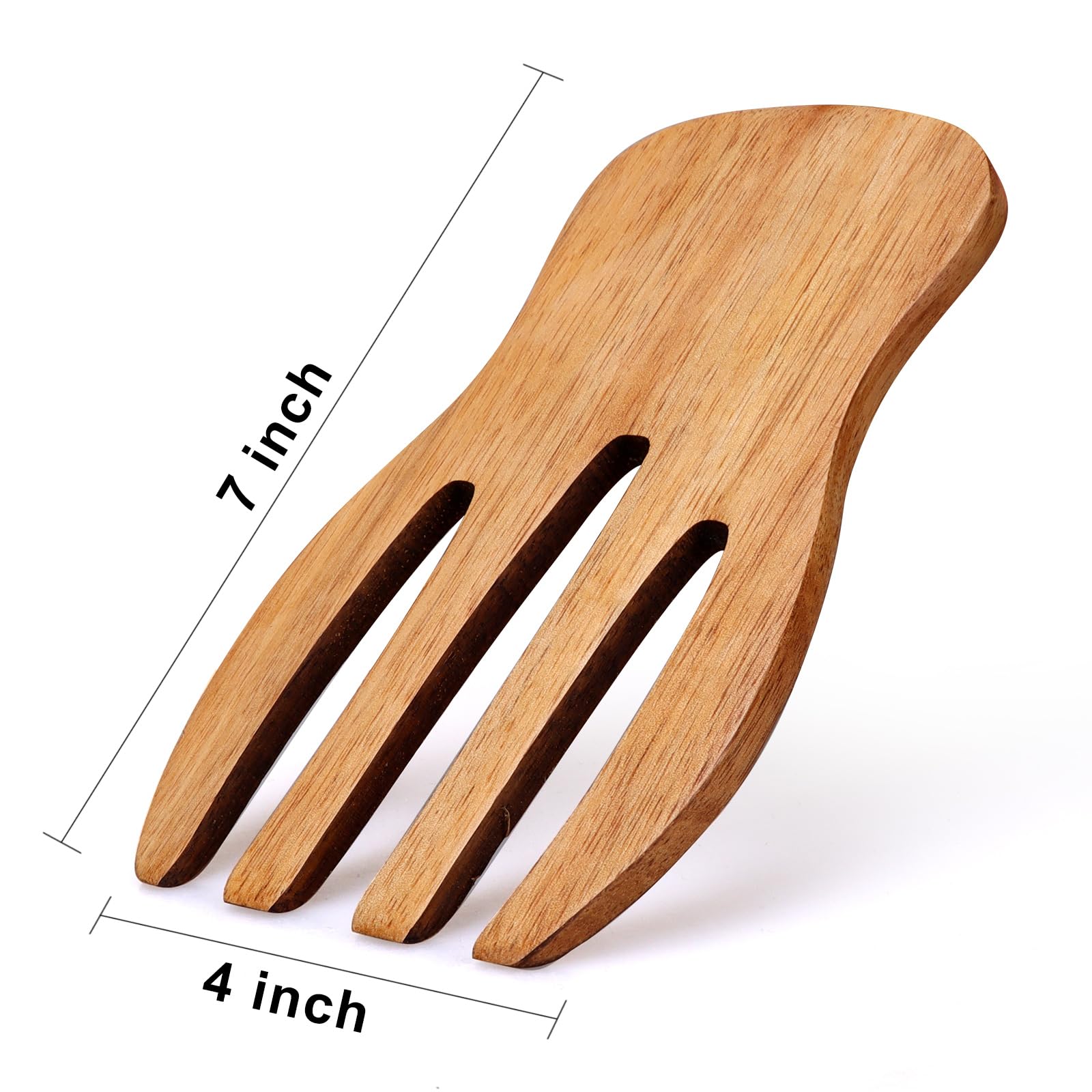 2 Pcs Acacia Wood Salad Server Wooden Salad Hands for Tossing Serving Pasta Salad Tongs Salad Tong Set Mixing Salad Servers