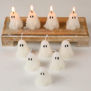 10 pieces halloween ghost candles burning candles soy wax white halloween decor candles for halloween party decorations, pumpkin