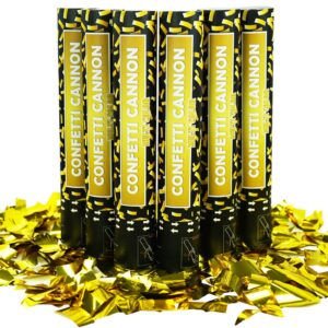 confetti cannon gold party poppers - 6 pack 12 inch confetti poppers for wedding celebration birthday party celebration baby shower decorations christmas new year graduation