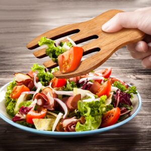 2 Pcs Acacia Wood Salad Server Wooden Salad Hands for Tossing Serving Pasta Salad Tongs Salad Tong Set Mixing Salad Servers