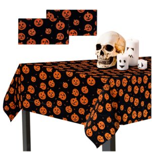 confettiville halloween tablecloth, 2-pack disposable halloween table cloths, pumpkins plastic table covers, 54 x 108 inches, halloween party decorations