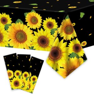 gisgfim 3 pcs sunflower party tablecloth sunflower birthday table cover decoration summer party supplies favors disposable plastic tablecloth baby shower bridal shower