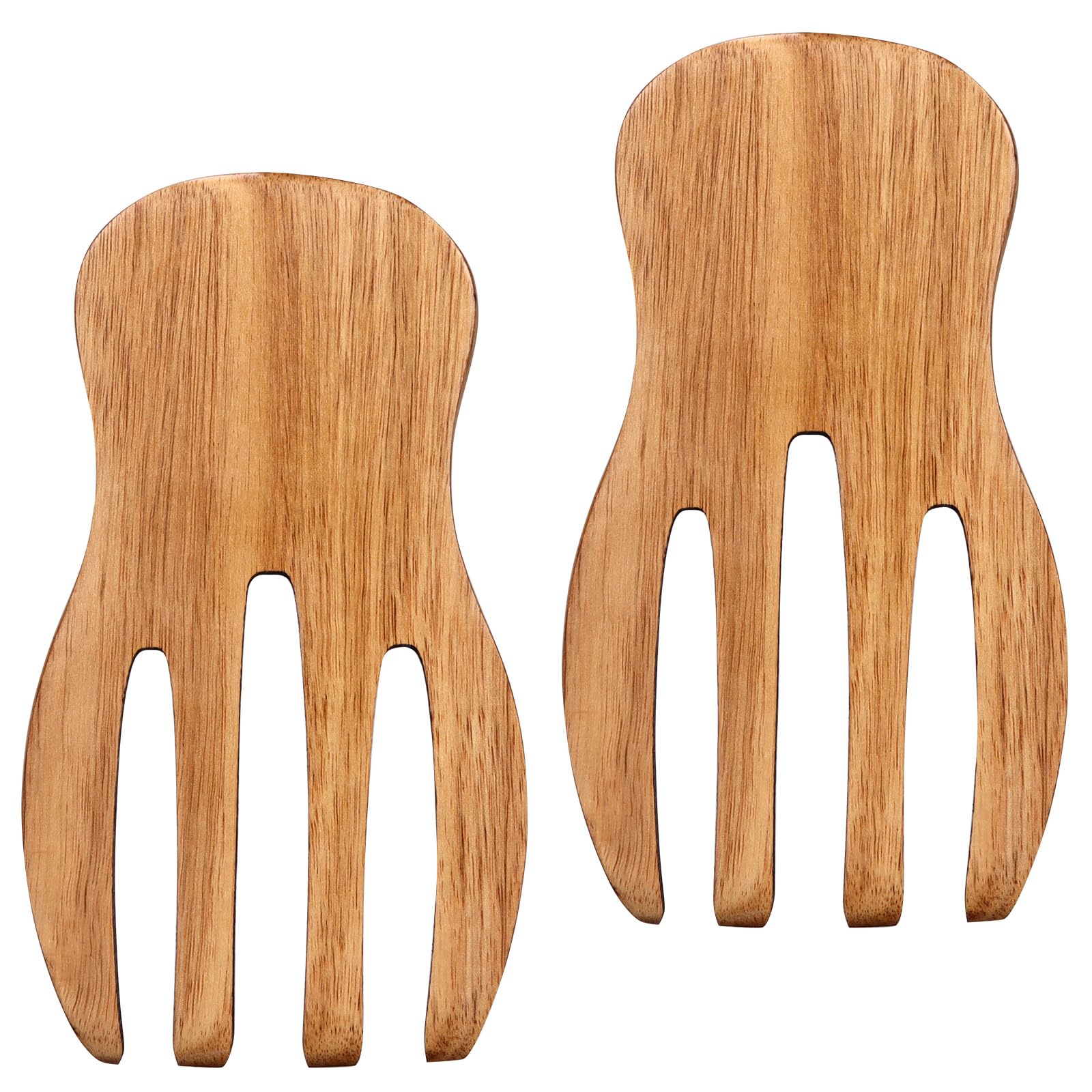 2 Pcs Acacia Wood Salad Server Wooden Salad Hands for Tossing Serving Pasta Salad Tongs Salad Tong Set Mixing Salad Servers