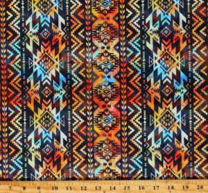 fields cotton southwestern native american tribal geometric american heritage multicolor cotton fabric print by the yard (srkd-19578-225adobe), brown, 44 inches