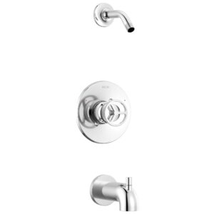 delta faucet trinsic 14 series brushed nickel tub shower faucet set, shower trim kit, shower fixtures, bathtub faucet set, shower handle, stainless t14458-sslhd (shower head and valve not included)