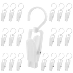 unlorspy 20pcs super strong plastic swivel laundry clips, hanging clothes pins, 4.13" x 1.38" / 105 x 35 mm laundry hooks for clothes, hat, sock & towel. (white)