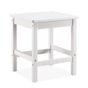 pslivam outdoor side table, 15.6" poly lumber adirondack side table, weather resistant patio side table for poolside, garden and front porch (white)