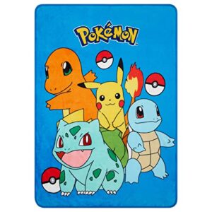 pokemon pikachu fleece throw blanket plush throw - pikachu charmander bulbasaur pokeball throw blanket (blue group)