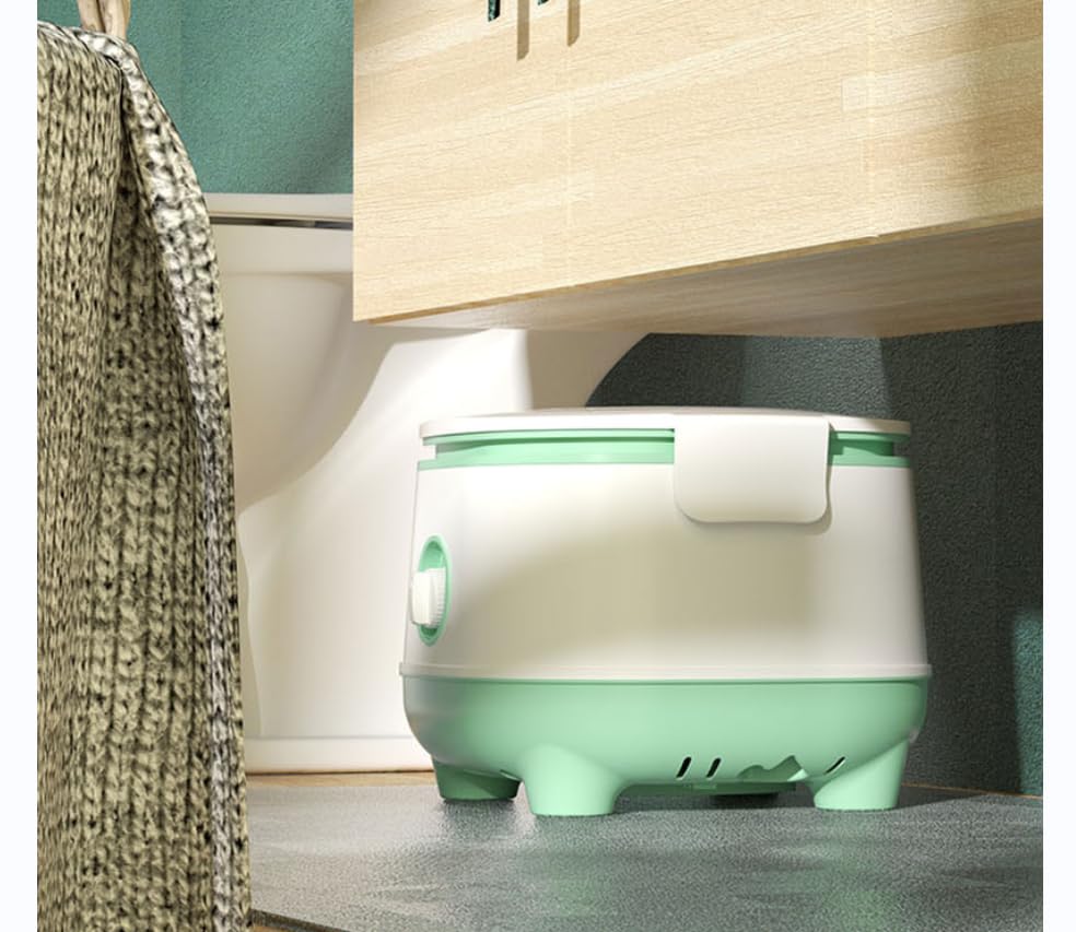 Small Portable washing machine，Camping laundry washer ，Portable Laundry Tub with Pipe,mini Washer,Small Clothes Washing Machine Washer for baby,Pet clothes,Travelling,Camping (Green)