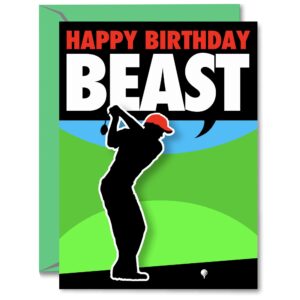 play strong golf beast birthday card 1-pack (5x7) golf sports birthday cards greeting cards - awesome for golfers, coaches and fans birthdays, gifts and parties!