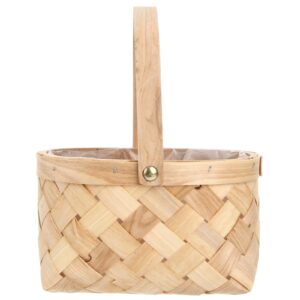 sewacc handmade rattan storage container woven storage basket with handle seagrass storage basket portable flower basket for home camping wedding (medium)