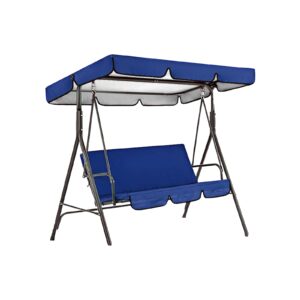 rnsunh replacement canopy for swing patio swing canopy replacement top cover & seat cover waterproof 3 seater outdoor swing canopy replacement cover for patio swing garden swing outdoor(blue)