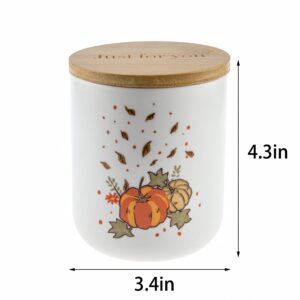 Lihome Hello Fall Candles - Fall Decorations for Home, Fall Gifts Pumpkin, Candles for Home Scented, Handmade Ceramic Jar 11.5oz Natural Soy Wax (Apple Cinnamon)