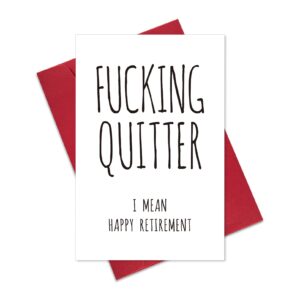 ogeby funny retirement card for coworker colleague friend, humor retiring card gift for him her, fucking quitter i mean happy retirement