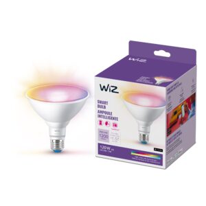 wiz connected 120w par38 color led smart light bulbs - connects to your wi-fi - e26 smart bulb - control with voice or app + activate with motion - matter compatible - 1 pack