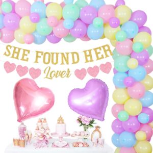 sursurprise she found her lover banner pastel balloon garland kit for bachelorette party decorations bridal shower engagement wedding supplies