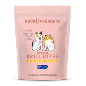 bark & whiskers antarctic krill bites, 6.34 oz. (180 g), 60 chews, epa & dha, supports brain & joint health, veterinarian formulated, non-gmo, msc certified, dr. mercola