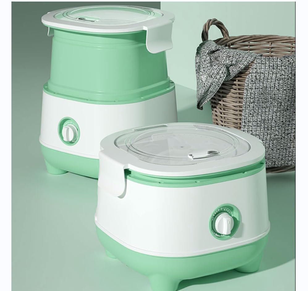 Small Portable washing machine，Camping laundry washer ，Portable Laundry Tub with Pipe,mini Washer,Small Clothes Washing Machine Washer for baby,Pet clothes,Travelling,Camping (Green)