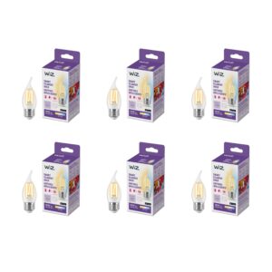 wiz clear 40w ba11 tunable white filament led smart candle-shaped bulb - pack of 1 - e26- indoor - connects to your existing wi-fi - control with voice or app - matter compatible