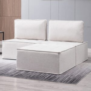 balus modular 3 seater sofa couch, modern sectional sofa couch, armless floor sofa couch, soft fabric sofa bed for bedroom, living room and sturdy room, free combination, 3 pcs beige