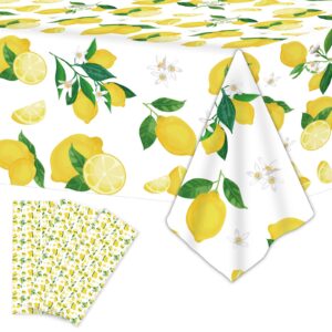 wiooffen 3 pcs lemon tablecloth party yellow lemonade supplies lemons summer party tablecover for lemon theme birthday party wedding bridal shower supplies lemon table cover table decorations