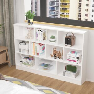 AIEGLE 10 Cube Bookcase Bookshelf, 3-Tiers Wood Cube Shelf Bookcase, Kids Bookshelf for Bedroom Living Room, White (55.1" L x 9.8" W x 41.3" H)